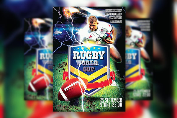 Lightning Illustrated Rugby Flyer Template Free Download | Resource Boy