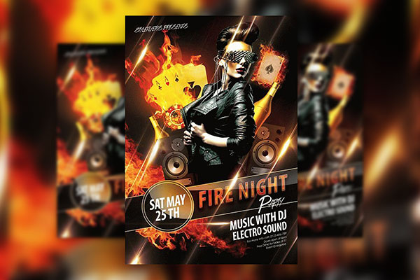 Modern Black Fire Night Party Flyer Template Free Download | Resource Boy