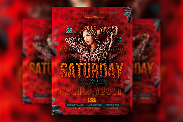 Red Leopard Print Nightclub Party Flyer Template Free Download ...