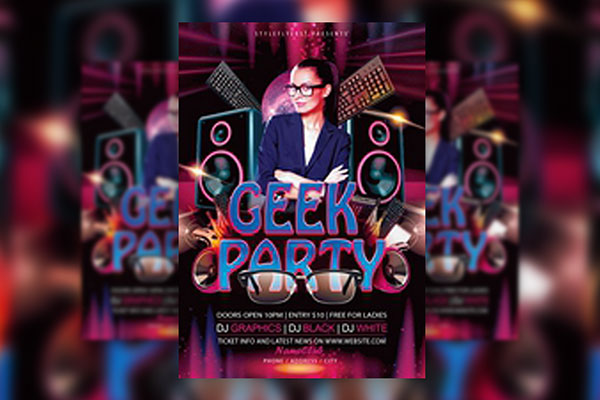 Tech and Funky Geek Party Flyer Free Download | Resource Boy