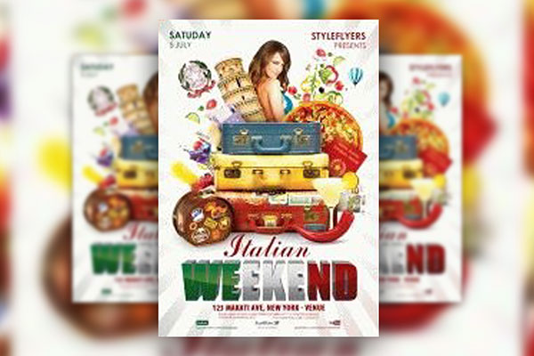 Vintage and Playful Italian Weekend Flyer Template Free Download ...