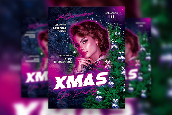 Attractive and Festive Xmas Eve Party Flyer Template Free Download ...