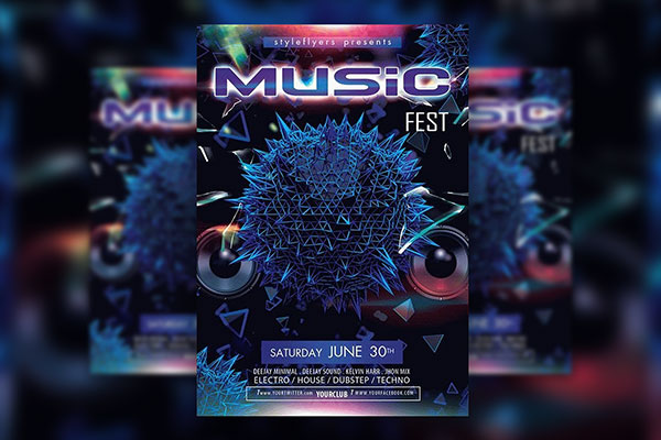 Blue Futuristic Night Party Flyer Template Free Download | Resource Boy