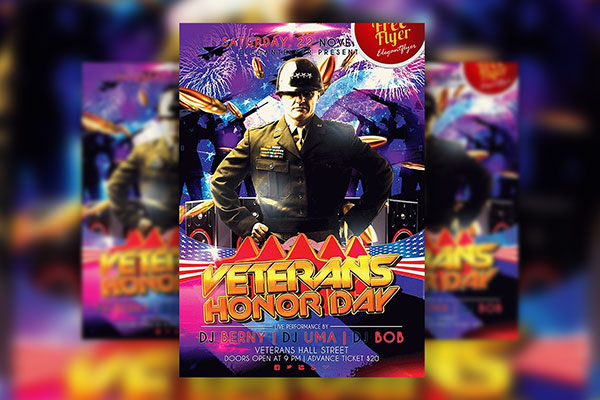 Colorful Veterans Day Celebration Flyer Template and Facebook Cover ...