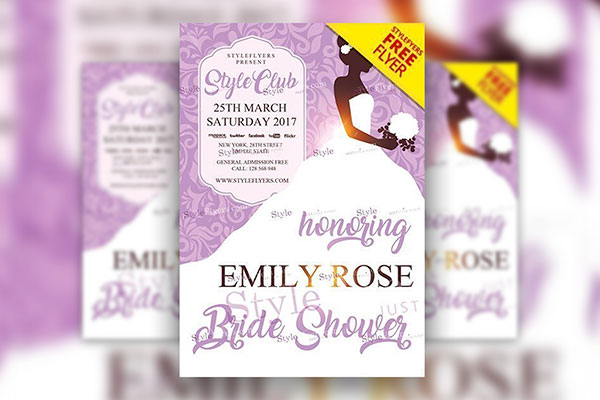 Feminine Pattern Bridal Shower Flyer Template Free Download | Resource Boy