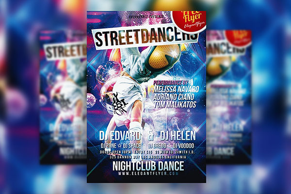 Futuristic Sparkly Street Dancers Flyer Template with a Facebook Cover ...
