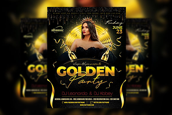 Golden and Luxury Party Flyer Template Free Download | Resource Boy