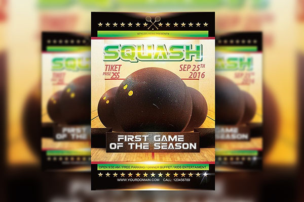 Modern Squash Game Flyer Template Free Download | Resource Boy