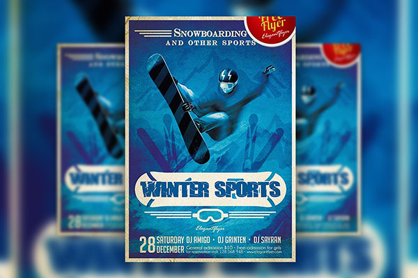 Playful Sports Snowboarding Flyer Template and Facebook Cover Free ...