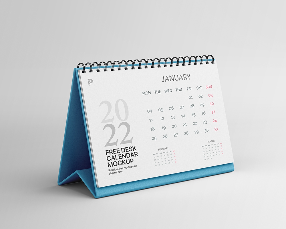 Side View Of Horizontal Desk Calendar Mockup FREE Resource Boy