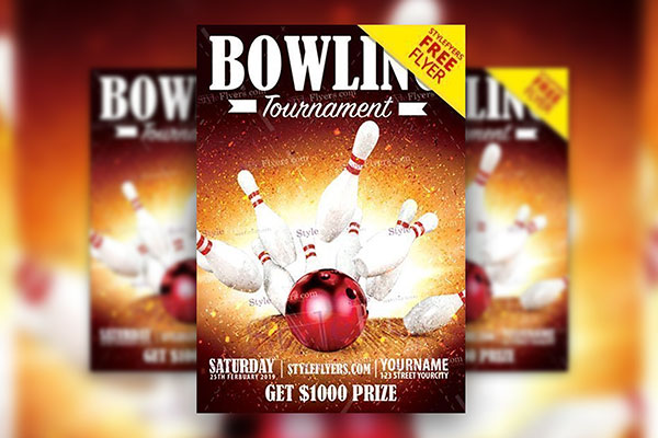 Sparkly Realistic Bowling Tournament Flyer Template Free Download ...