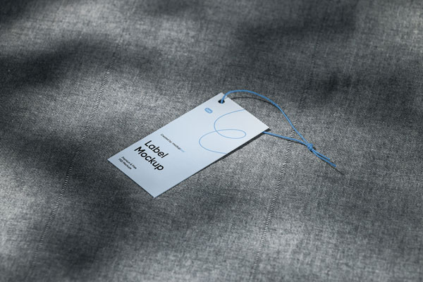 Top Side View of Tag Mockup on Fabric Free Download | Resource Boy