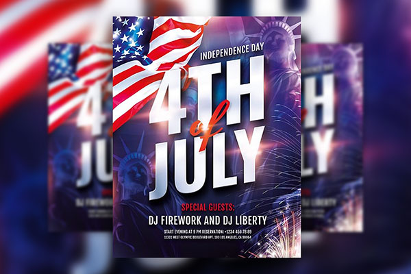 Bright Modern Flag 4th of July Flyer and Facebook Cover Template Free ...