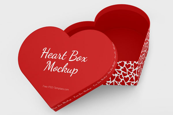 Front View of 3 Open and Closed Heart Box Mockups Free Download ...