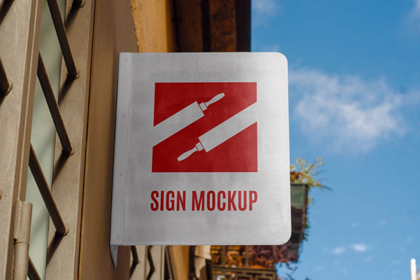 Front View of Hanging Metal Sign Mockup Free Download | Resource Boy