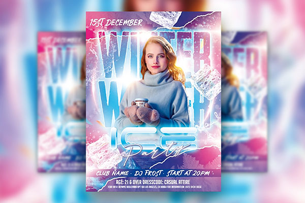 Modern Icy Winter Ice Party Flyer Template Free Download | Resource Boy