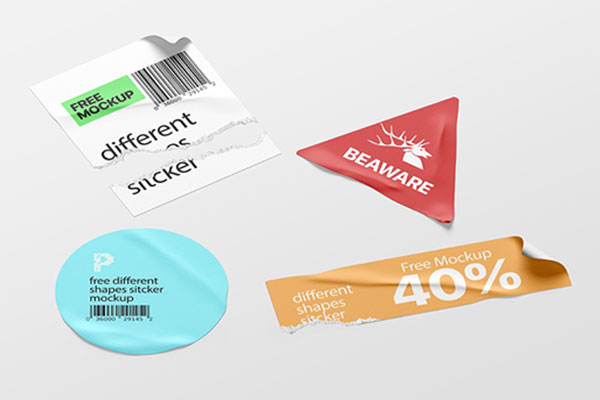Pack of Different Shapes Stickers Mockup Free Download | Resource Boy