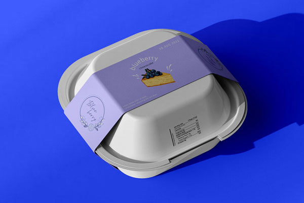 Perspective View of a Food Container Label Mockup Free Download ...