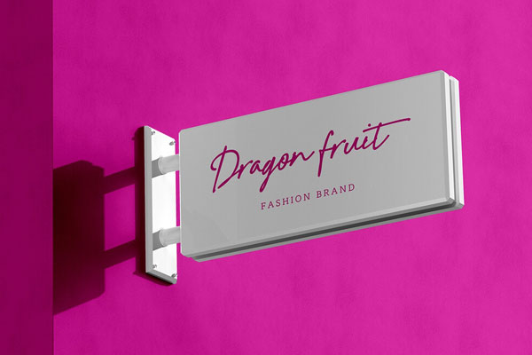 Perspective View of a Rectangular Wall-Mounted Sign Mockup Free ...