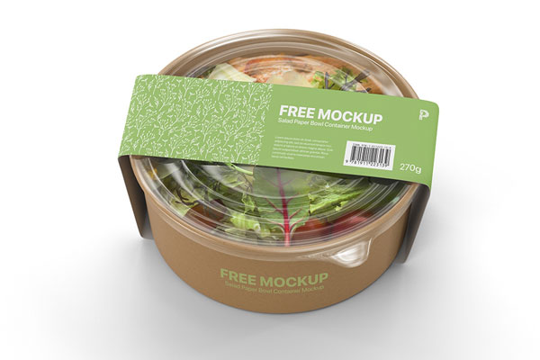 Perspective View of a Round Paper Bowl Container Mockup Free Download ...