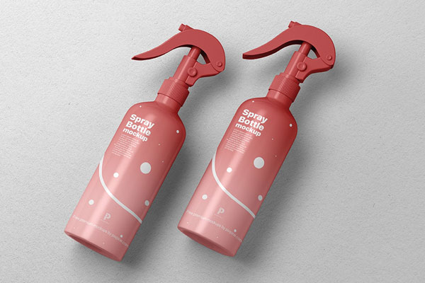 Top Side View of Two Spray Bottles Mockup Lying Free Download ...