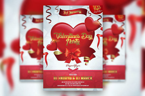 Bright Romantic Hearts Valentines Day Party Flyer Template Free ...