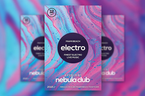Colorful Abstract Electro Music Flyer and Poster Template Free Download ...