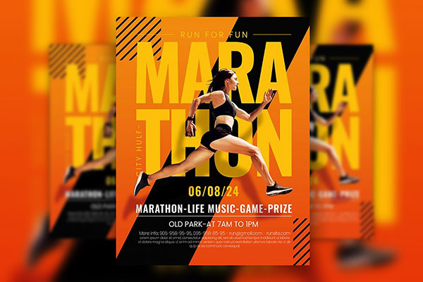 Orange Modern Marathon Flyer and Facebook Cover Template Free Download ...