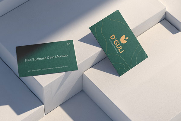 Top Side View of Two Textured Business Cards Mockup Free Download ...