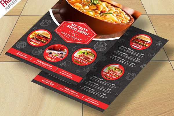Two-Sided Restaurant Food Menu Flyer Template Free Download | Resource Boy