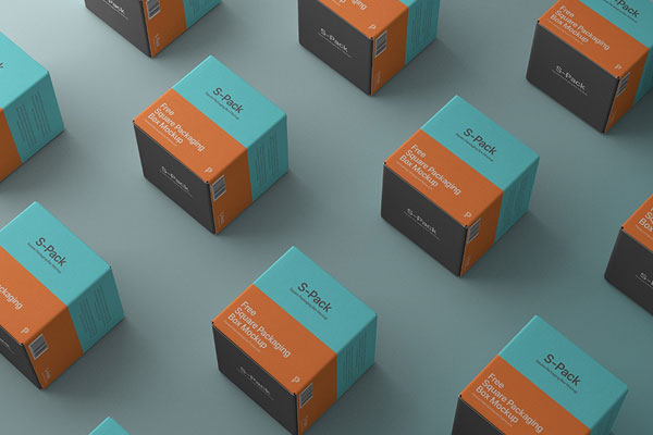 Top Side View of Grid Square Packaging Box Mockup Free Download ...
