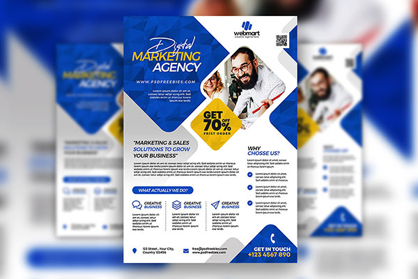 Geometric Grid Marketing Agency Business Flyer Template Free Download ...