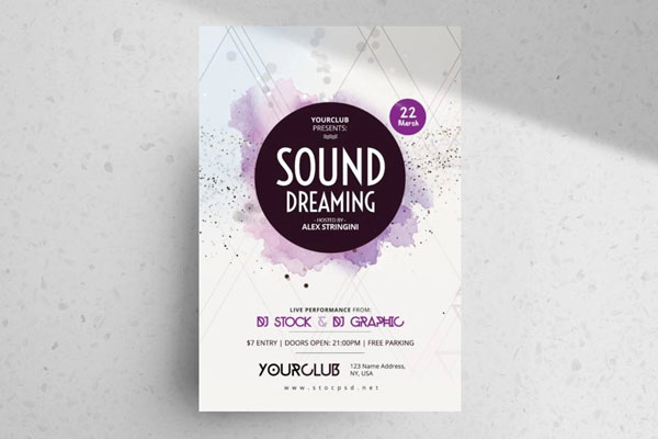 Modern Color Splash Music Event Flyer Template Free Download | Resource Boy