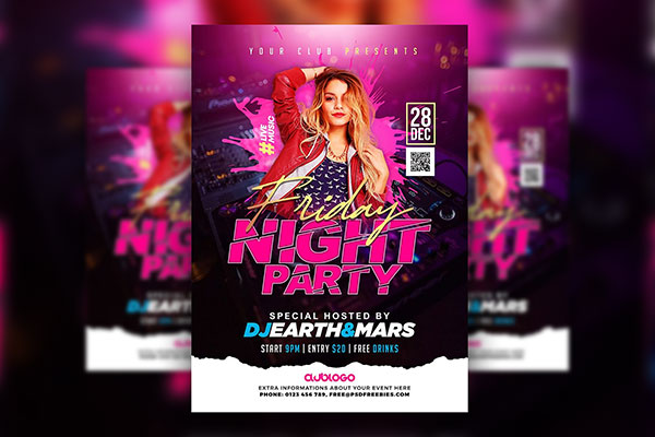 Modern Color-Splash Nightclub Music Party Flyer Template Free Download ...