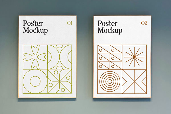 Front View of Double Vertical Posters Mockup Free Download | Resource Boy