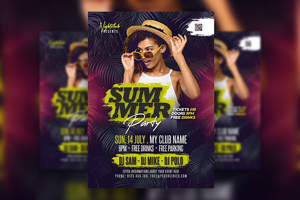 Tropical Leafy Summer Party Flyer Template Free Download | Resource Boy