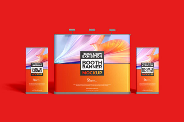 Front View of Trade Show Exhibition Booth Banner Mockup Free Download ...