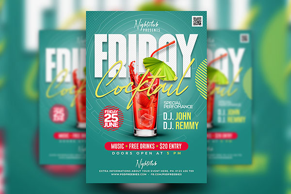 Modern Illustrative Cocktail Party Flyer Template Free Download ...