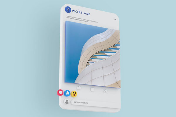 Perspective View of a 3D Facebook Post Mockup Free Download | Resource Boy