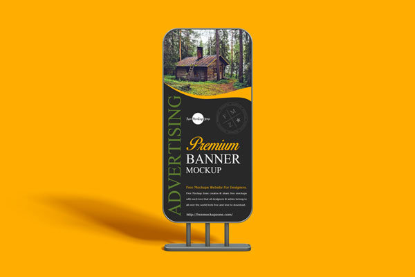 Rectangular Advertising Banner Mockup in Front Sight Free Download ...