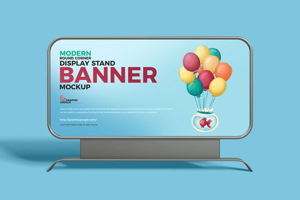 Round Corner Standing Banner Mockup in Front Sight Free Download ...