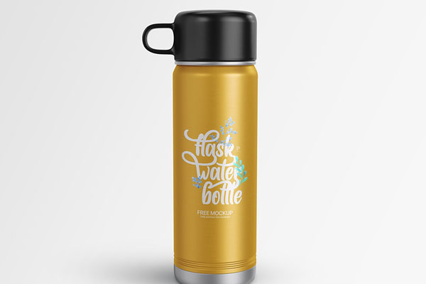 Front Sight of Drinking Flask Bottle Mockup Free Download | Resource Boy