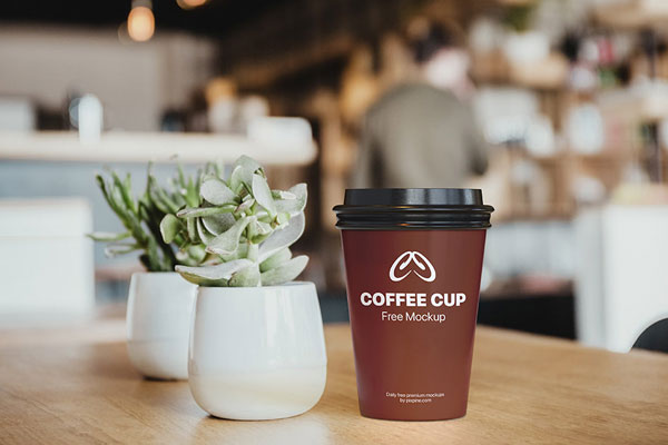 Front View of Coffee Cup Mockup with Lid Free Download | Resource Boy