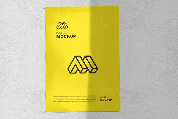 Front View of Poster Mockup on Wall Free Download | Resource Boy