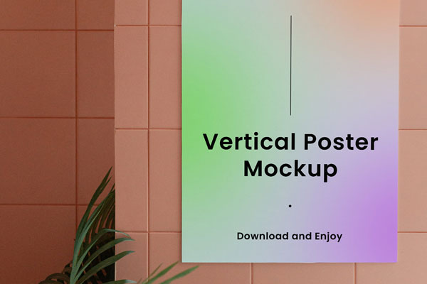 Front View of Vertical Poster Mockup on Ceramic Wall Free Download ...