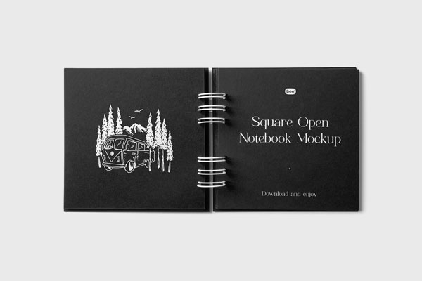 Open Square Notebook Mockup in Front Sight Free Download | Resource Boy