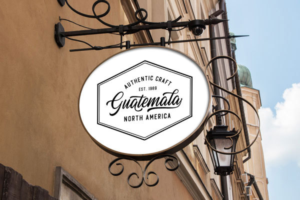 Perspective Sight of Classic Outdoor Circle Hanging Sign Mockup Free ...