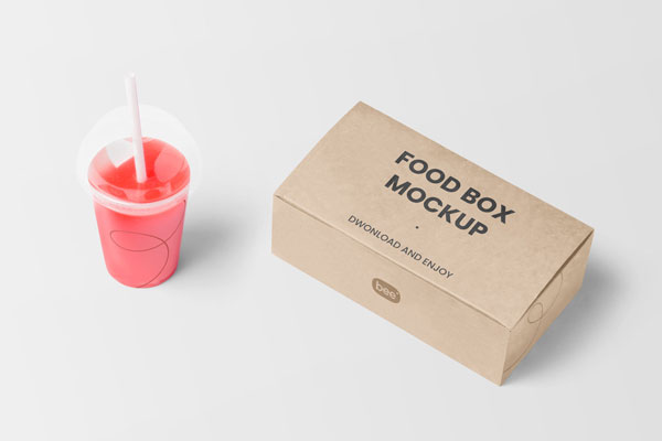 Perspective Sight of Food Box Mockup with Juice Free Download ...