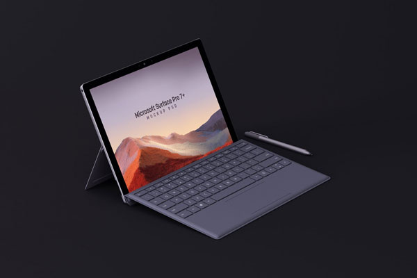 Side View of Microsoft Surface Pro 7+ Mockup Free Download | Resource Boy