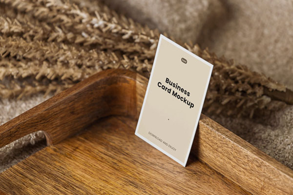 Standing Vertical Business Card Mockup with Plant Free Download ...